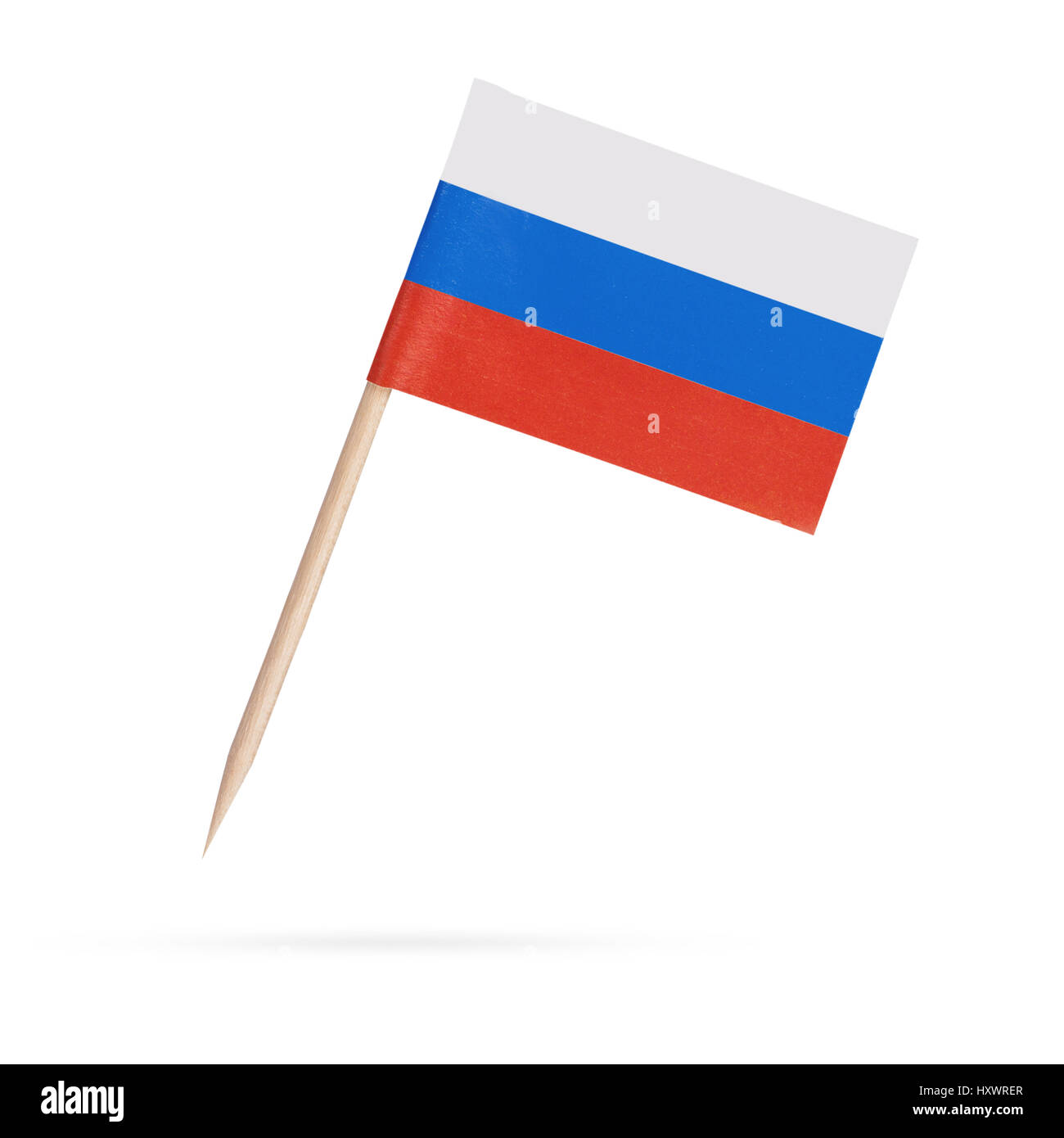 Miniature paper flag Russia. Isolated on white background.With shadow ...