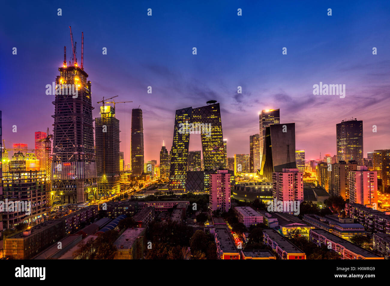 Night view of CBD building in Beijing Stock Photo - Alamy