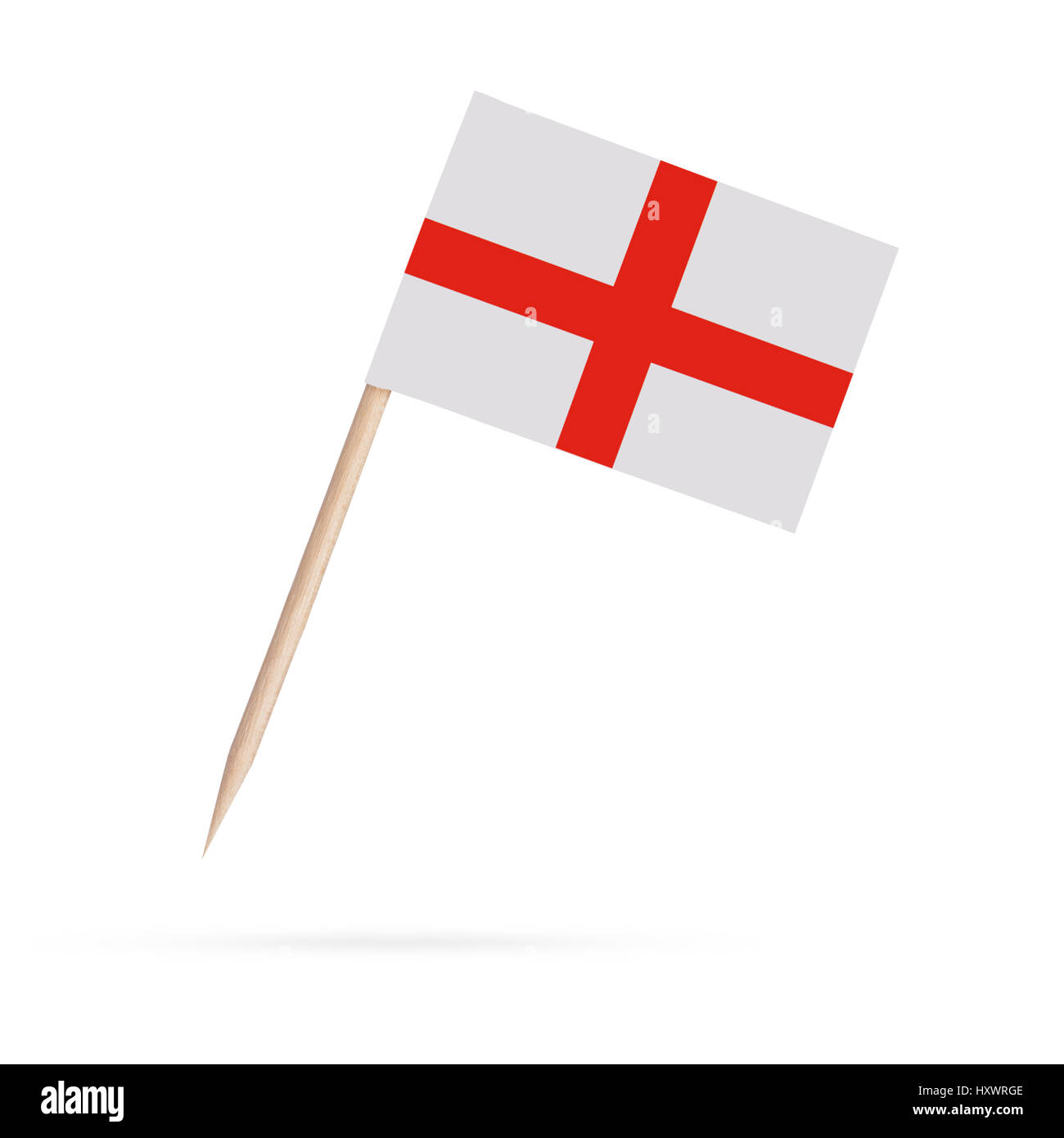 Miniature paper flag England. Isolated Enlish flag pointer on white ...