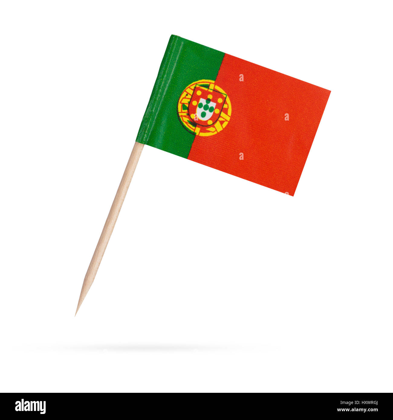 Miniature paper flag Portugal. Isolated on white background.With shadow ...