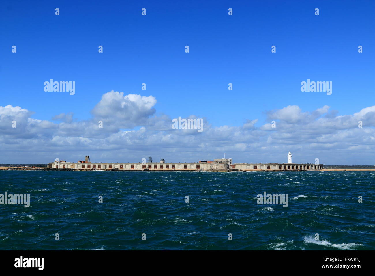 Lighthouse at entrance to Solent Stock Photo - Alamy