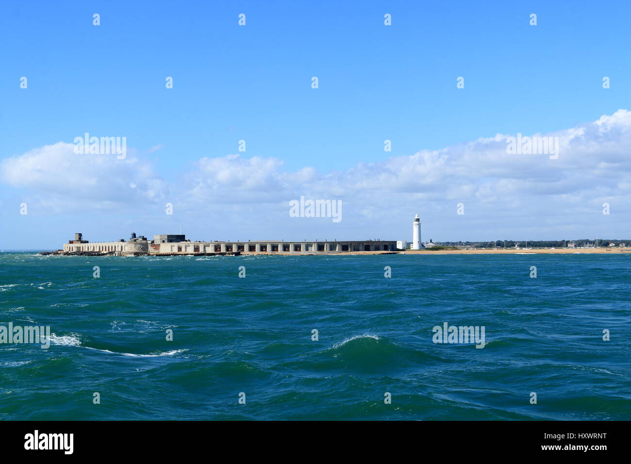 Lighthouse at entrance to Solent Stock Photo - Alamy