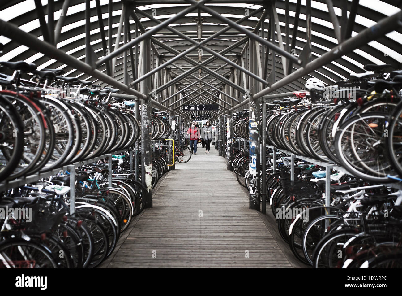 Bikes all over seen in Aarhus, Denmark. Danes are famous for their bike ...