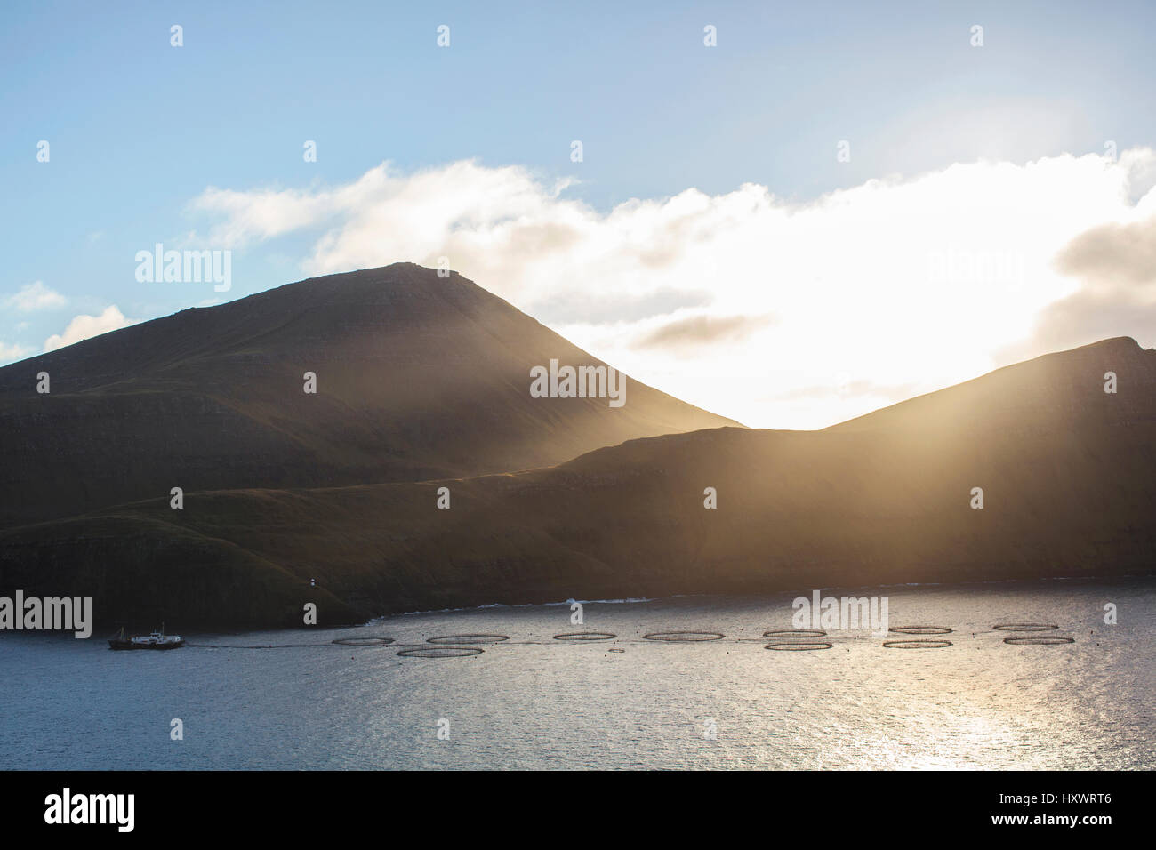 Fish farms with Atlantic salmon on the Faroe Islands Stock Photo - Alamy