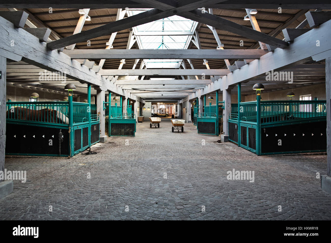 Horse stables at the Carlsberg Brewery in the Valby area in Copenhagen ...