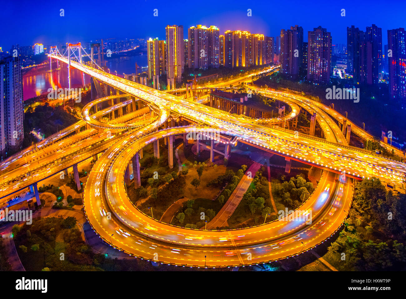 Night view of Egongyan bridge in Chongqing City,China Stock Photo - Alamy