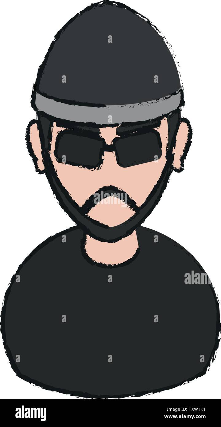 hacker man cartoon icon over white background. vector illustration ...