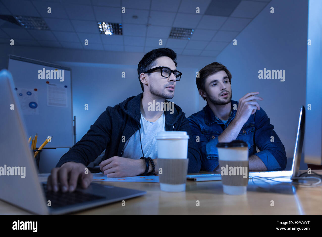 Intelligent male hackers stealing personal data information Stock Photo ... Intelligent male hackers stealing personal data information Stock Photo ...