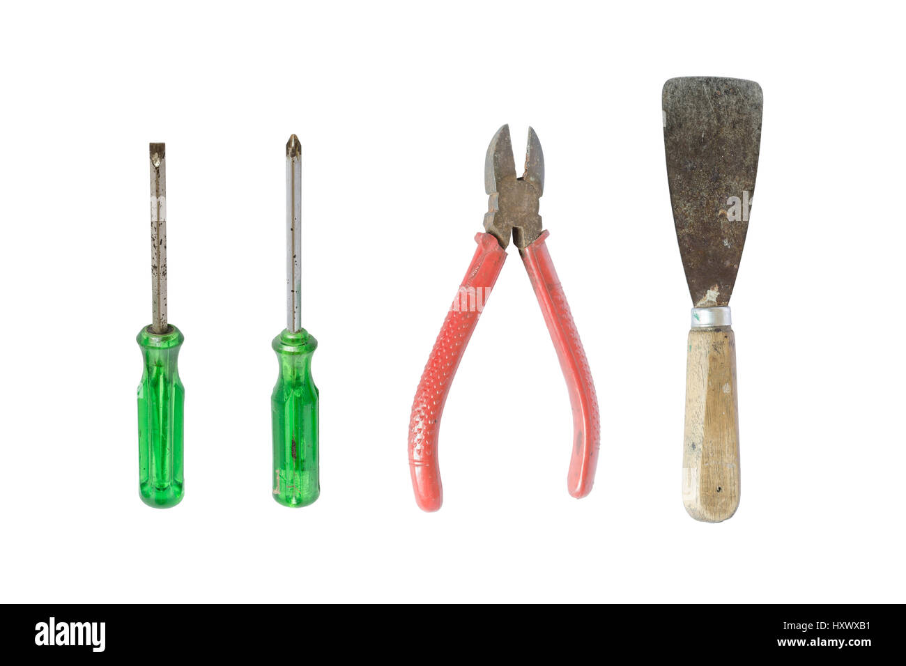 Old rust tools isolated on white background Stock Photo - Alamy