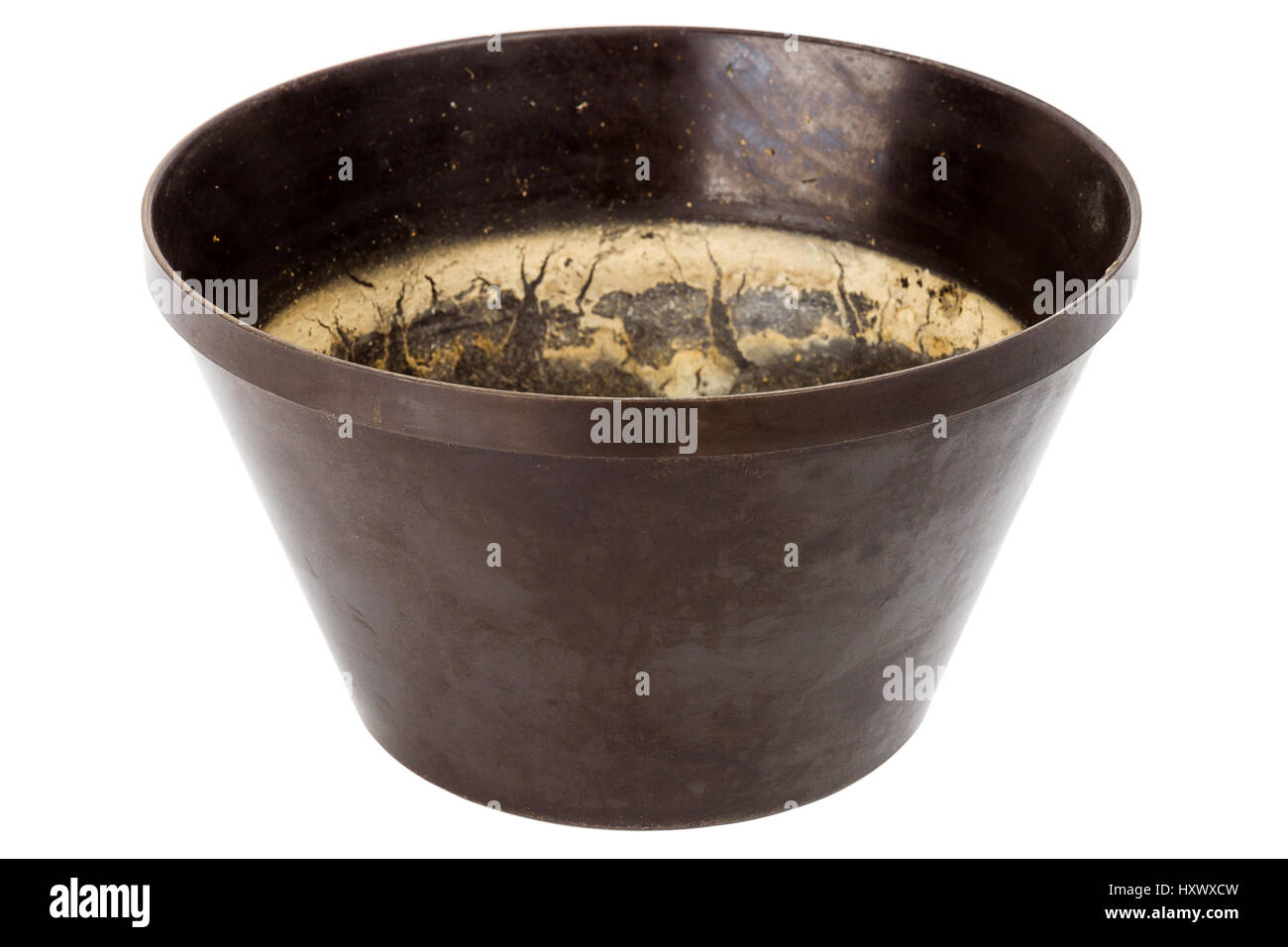 Old grungy plastic flower pot isolated on white background Stock Photo ...
