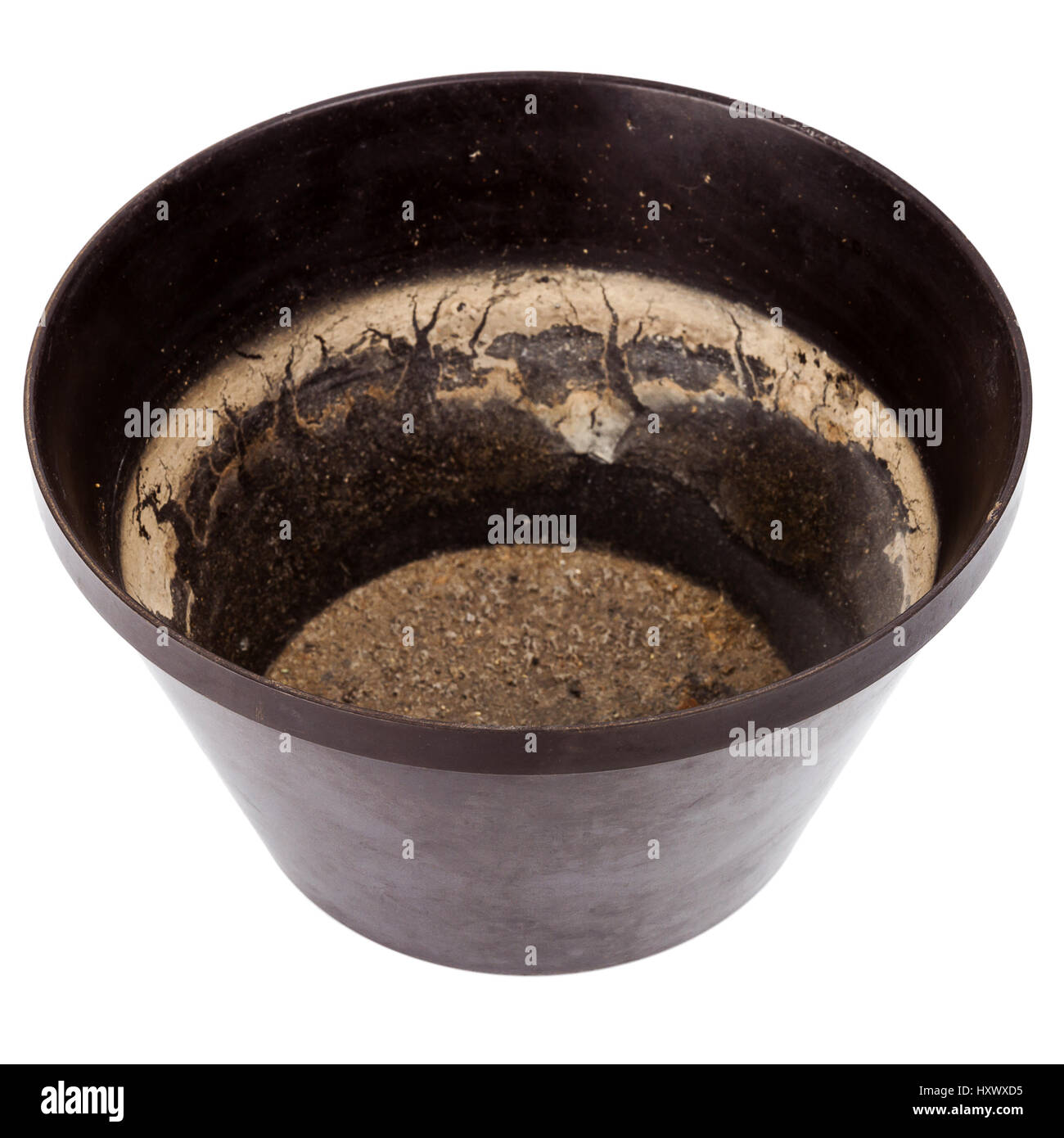 Old grungy plastic flower pot isolated on white background Stock Photo ...
