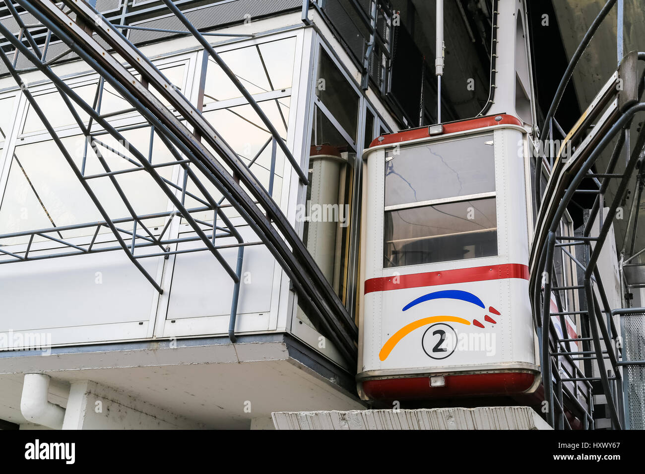 Trento, Italy - March 21, 2017: A car of the the famous ropeway Funivia ...