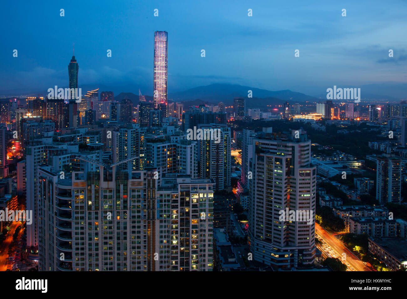 The night view of Shenzhen City,Guangdong Province,China Stock Photo ...