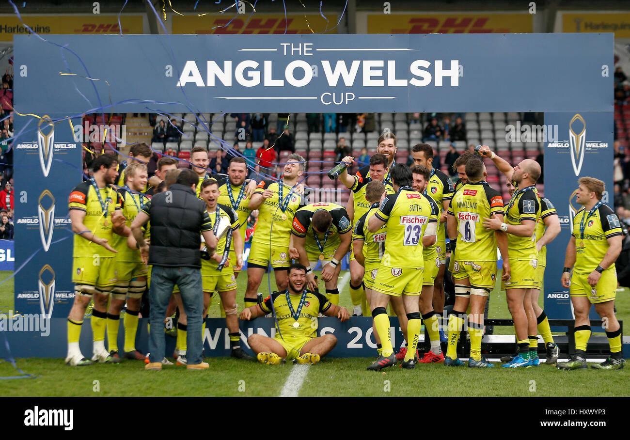 Leicester Tigers celebrate winning the Anglo-Welsh Cup Stock Photo - Alamy