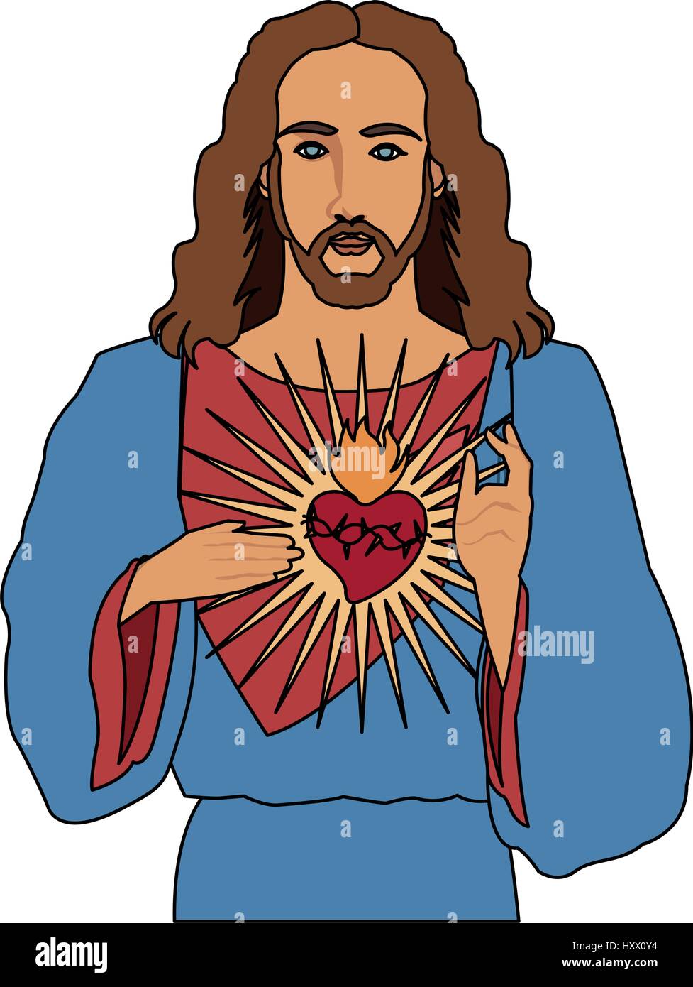 jesus christ with sacred heart icon image vector illustration design ...