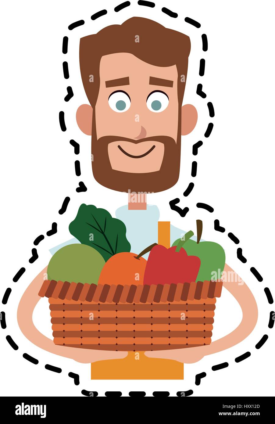 male farmer carrying fruits and vegetables cartoon icon image vector ...