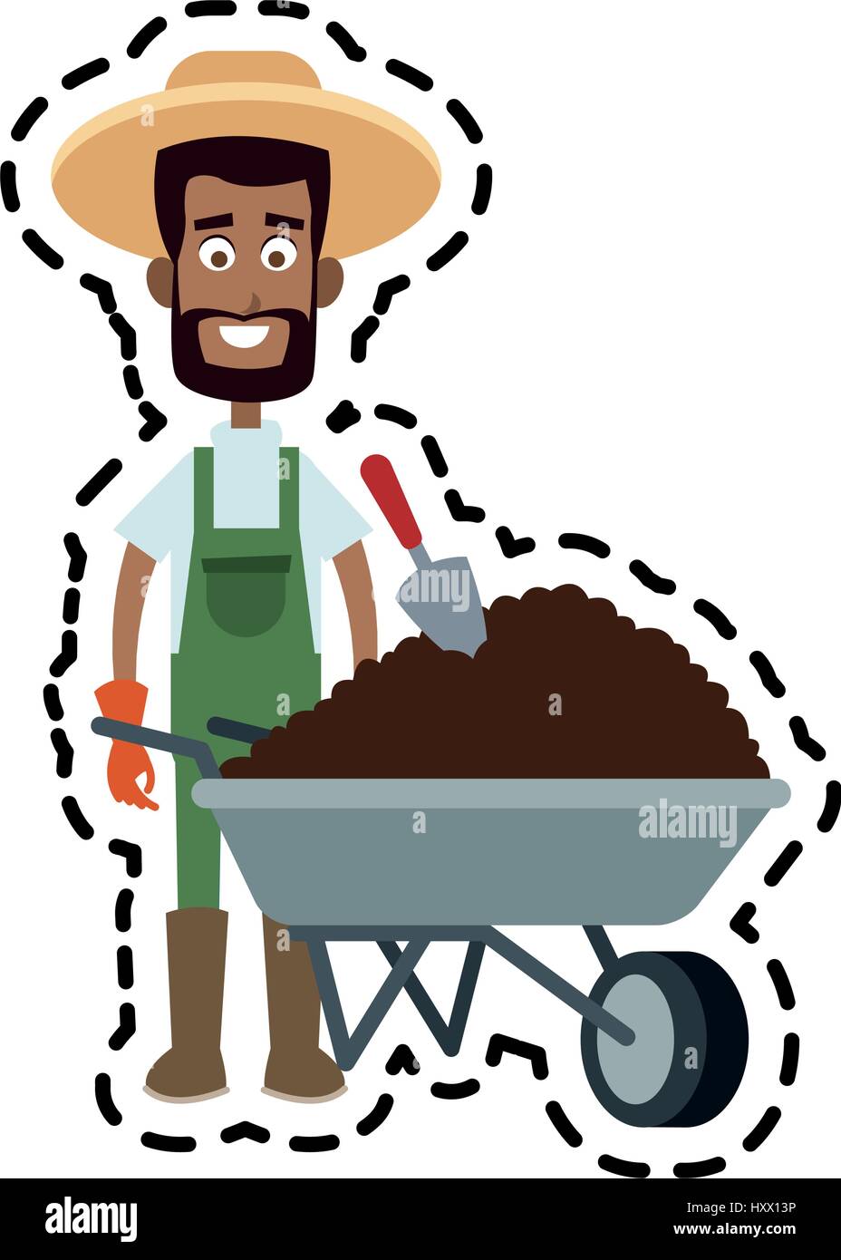 male farmer carrying dirt cartoon icon image vector illustration design ...