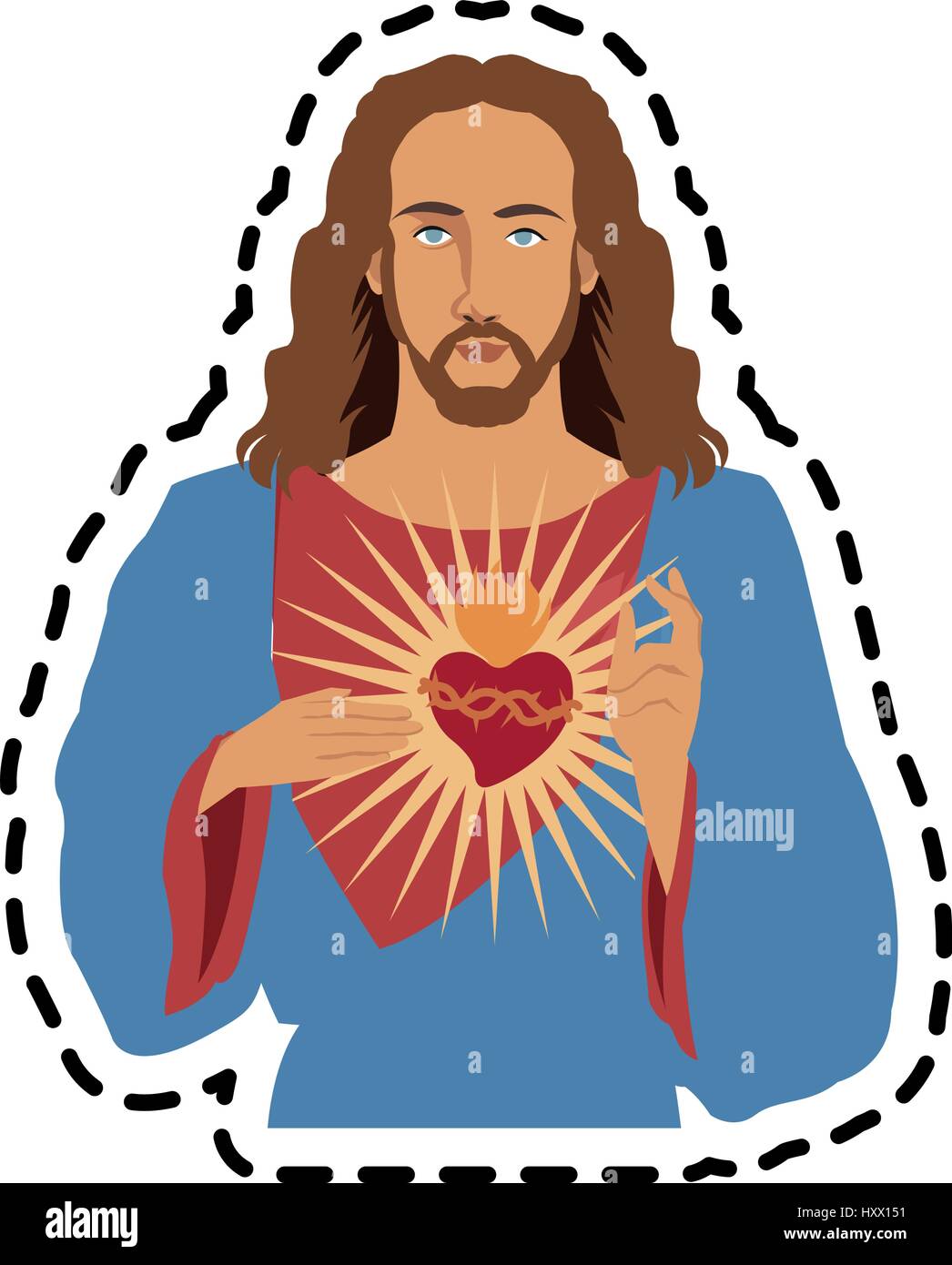 jesus christ with sacred heart icon image vector illustration design ...