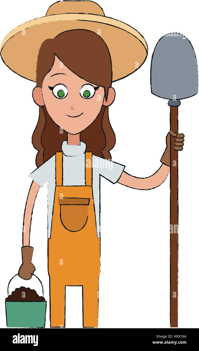 gardener woman cartoon icon over white background. vector illustration ...
