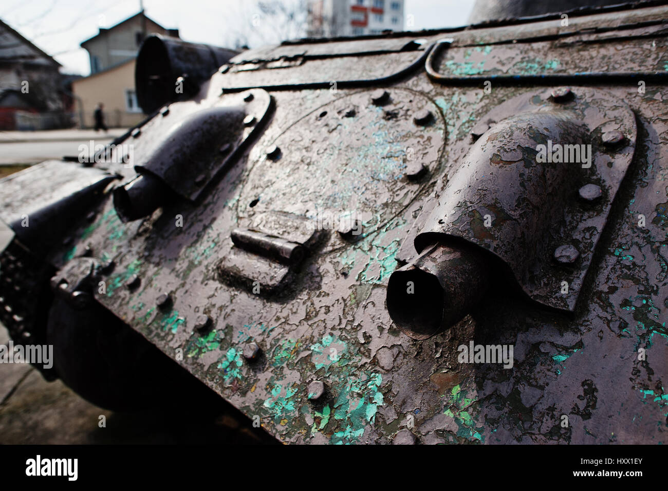 Exhaust of old vintage military tank Stock Photo - Alamy