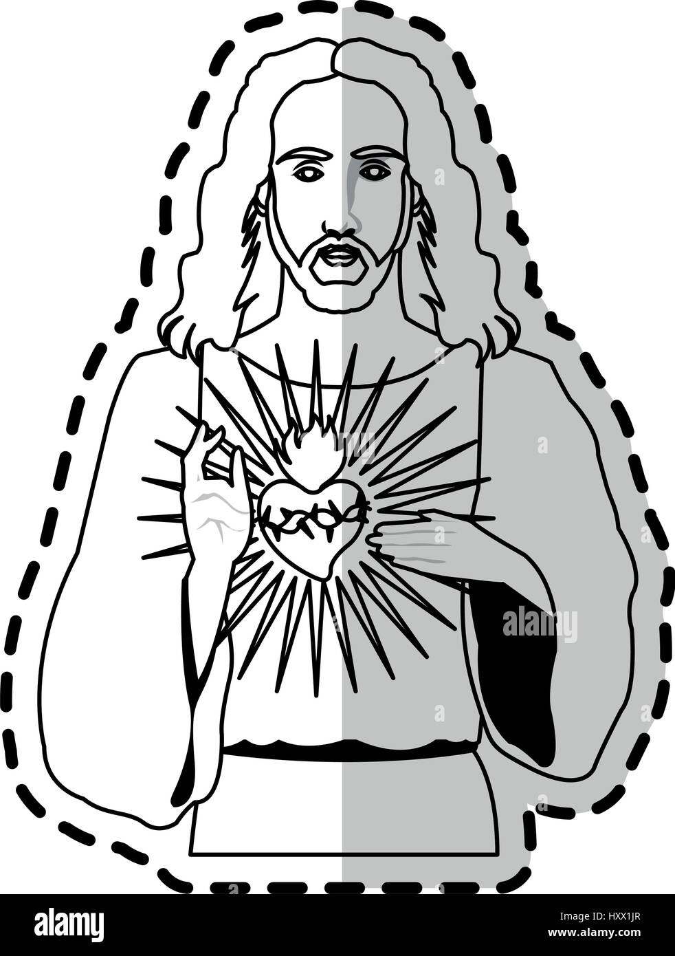 jesus christ holding sacred heart christian icon image vector ...