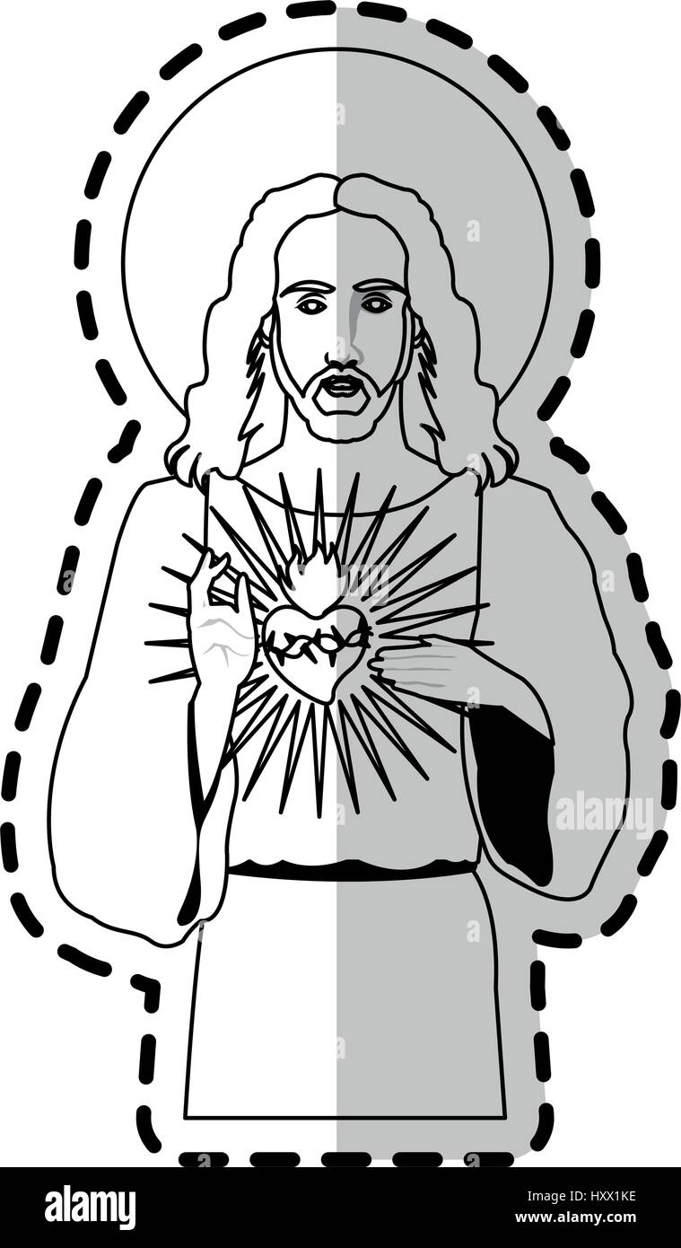jesus christ holding sacred heart christian icon image vector ...