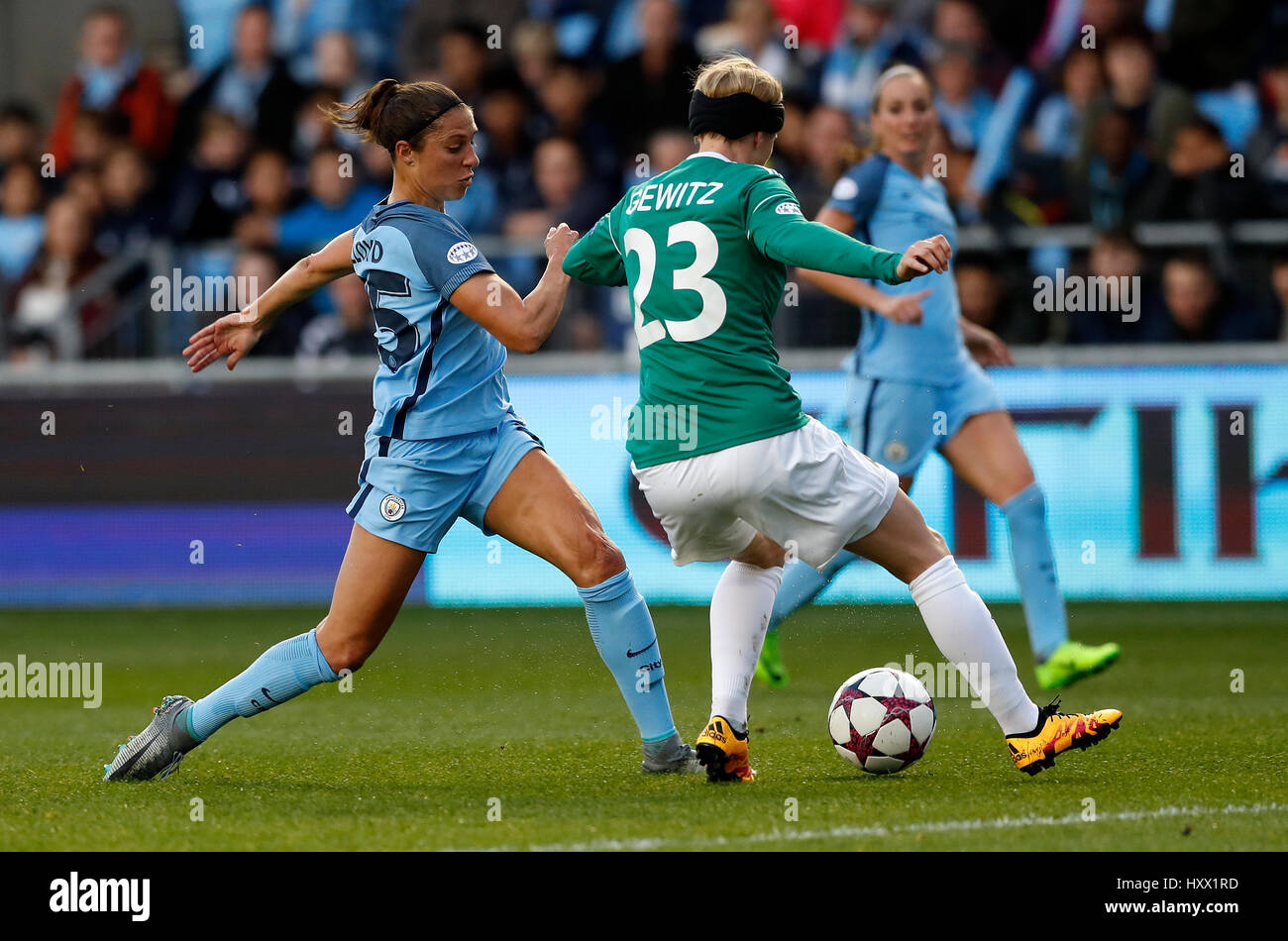 Manchester City Women's Carli Lloyd (left) and Fortuna Hjorring Women's ...