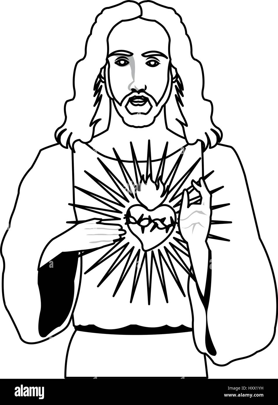 jesus christ holding sacred heart christian icon image vector ...