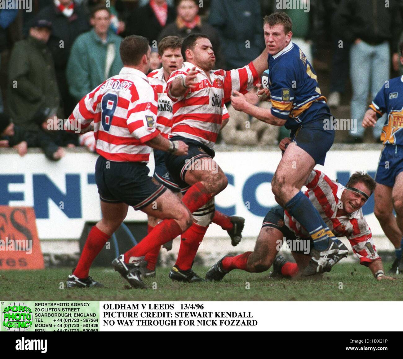 NICK FOZZARD OLDHAM V LEEDS RL 13 April 1996 Stock Photo - Alamy