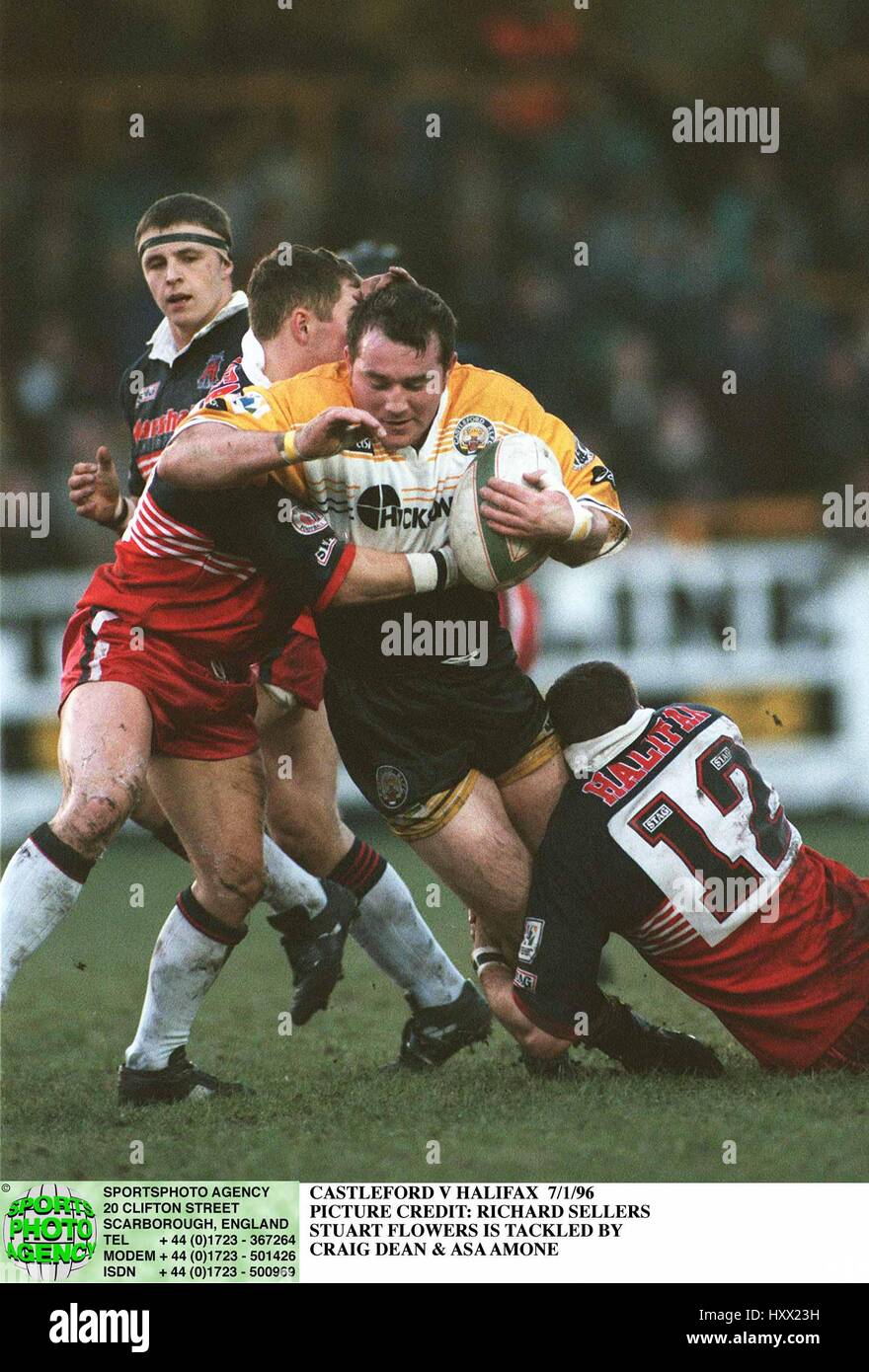 STUART FLOWERS CASTLEFORD V HALIFAX RLFC 23 January 1996 Stock Photo ...