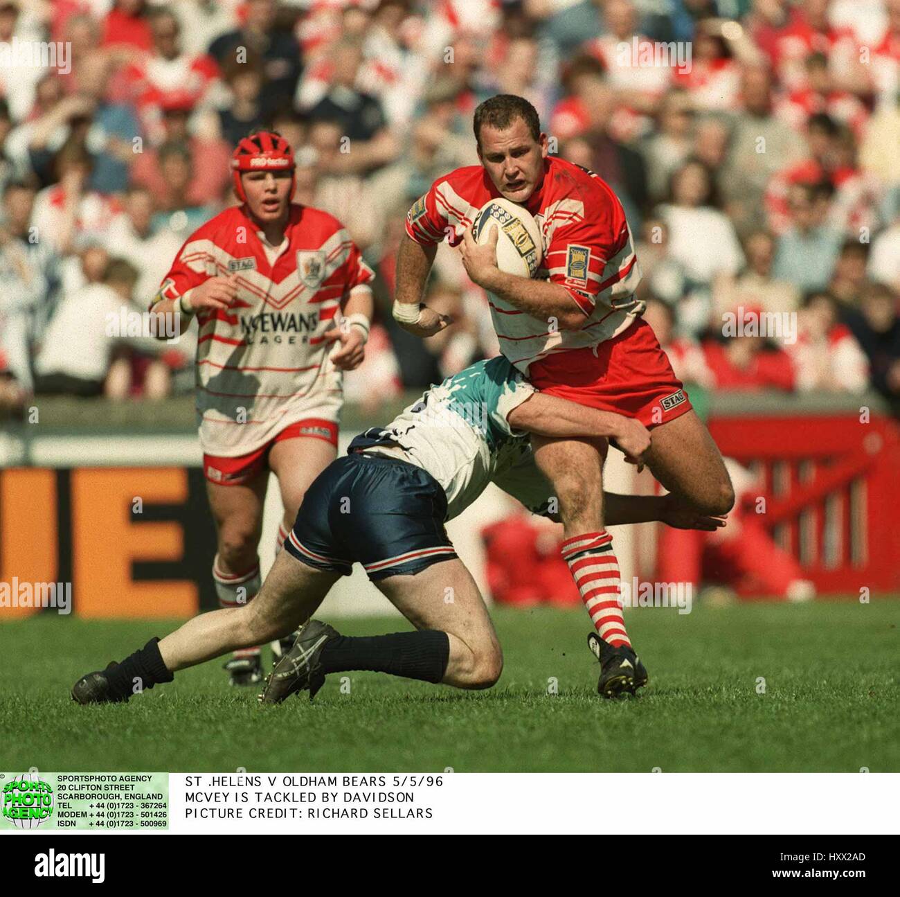 MCVEY & DAVIDSON ST. HELENS V OLDHAM BEARS 05 April 1996 Stock Photo ...
