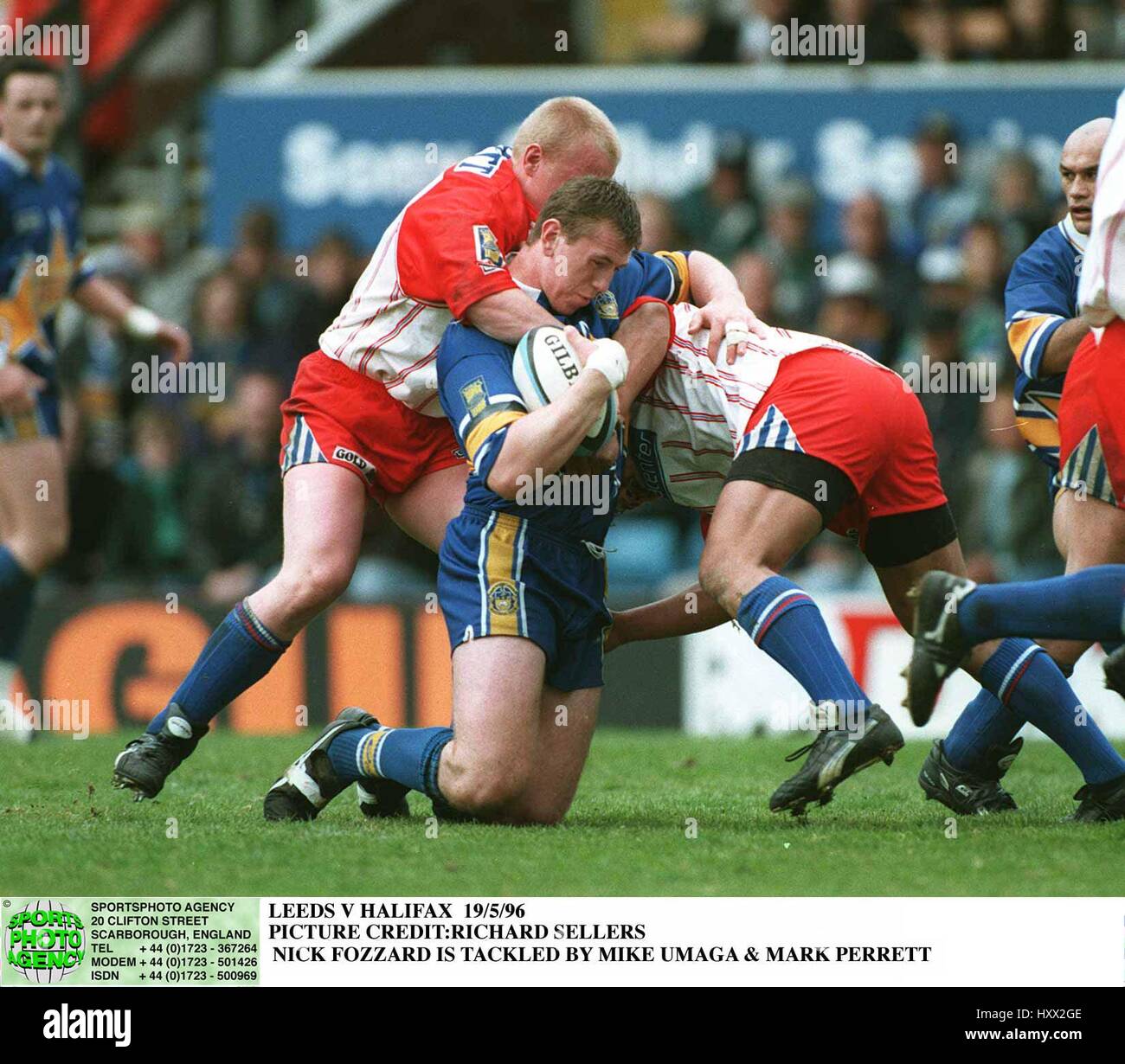 NICK FOZZARD UMAGA & PERRETT LEEDS V HALIFAX RL 19 May 1996 Stock Photo ...