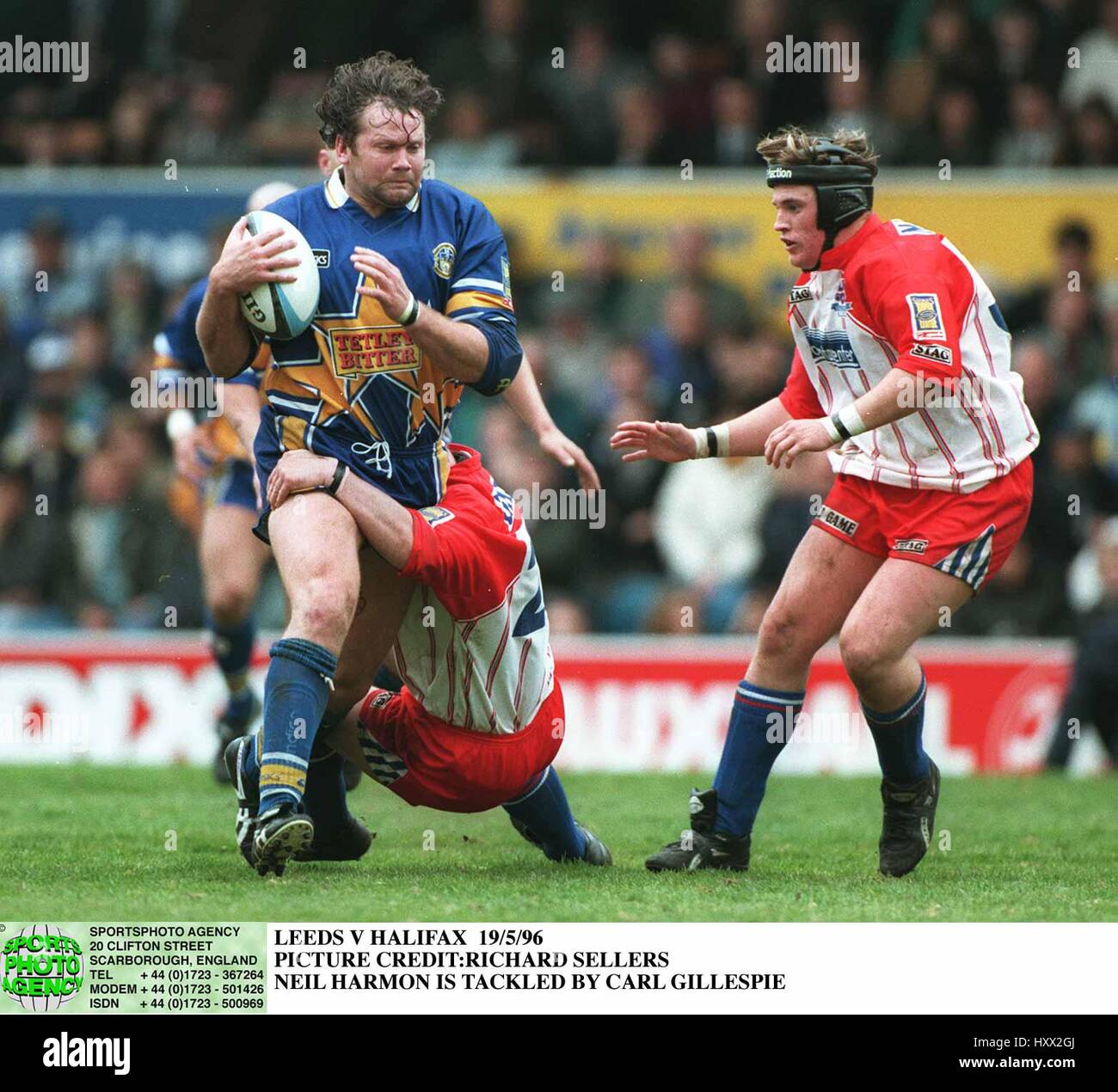 NEIL HARMON & CARL GILLESPIE LEEDS V HALIFAX RL 19 May 1996 Stock Photo ...