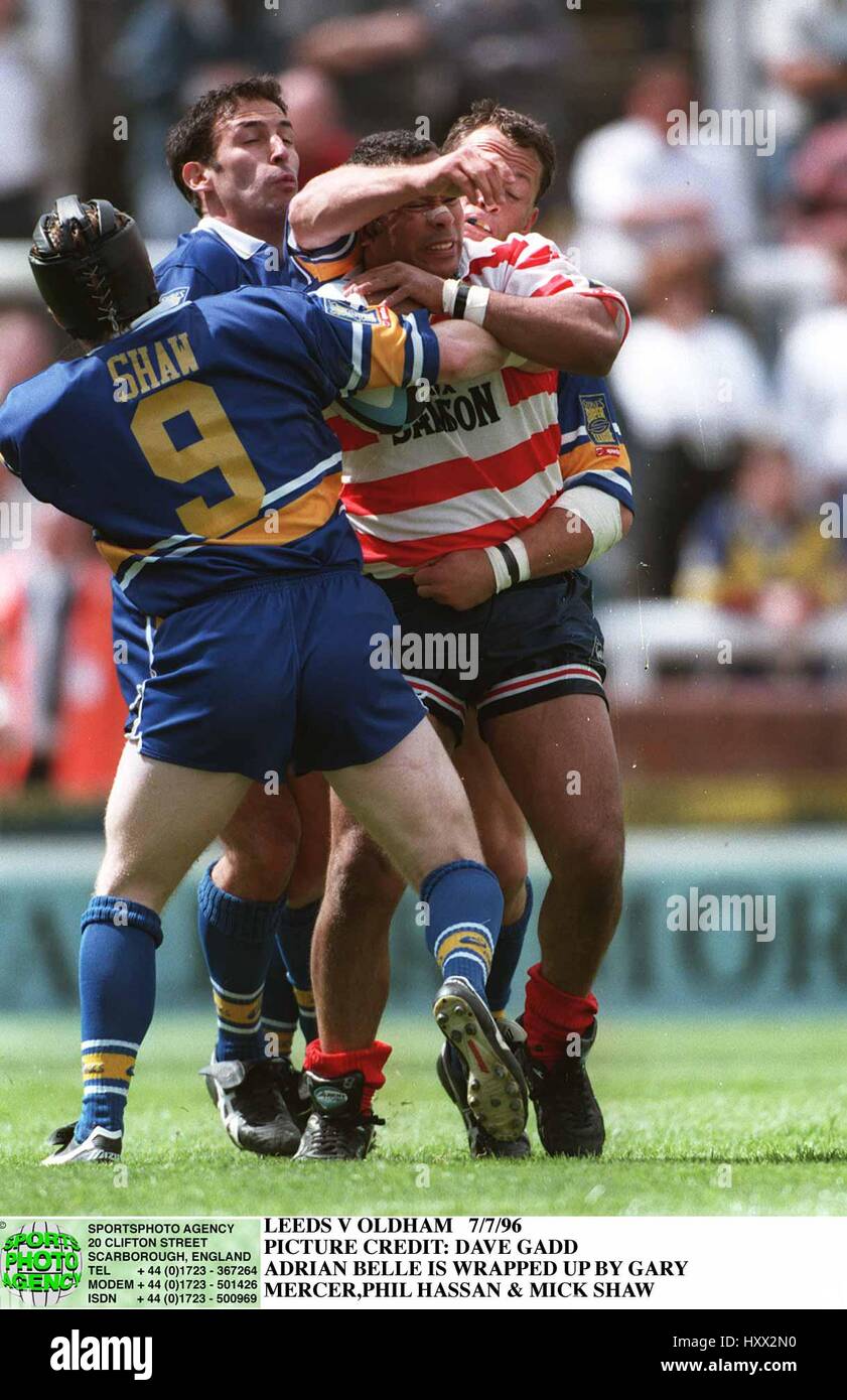 BELLE MERCER SHAW & HASSAN LEEDS V OLDHAM RL 07 July 1996 Stock Photo ...