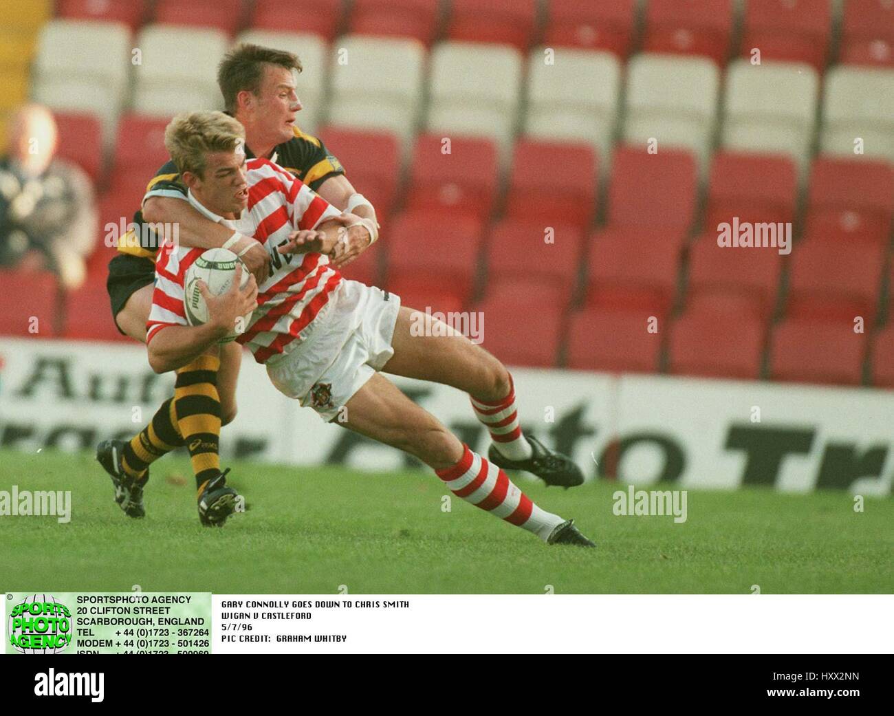 GARY CONNOLLY & CHRIS SMITH WIGAN V CASTLEFORD 05 July 1996 Stock Photo ...