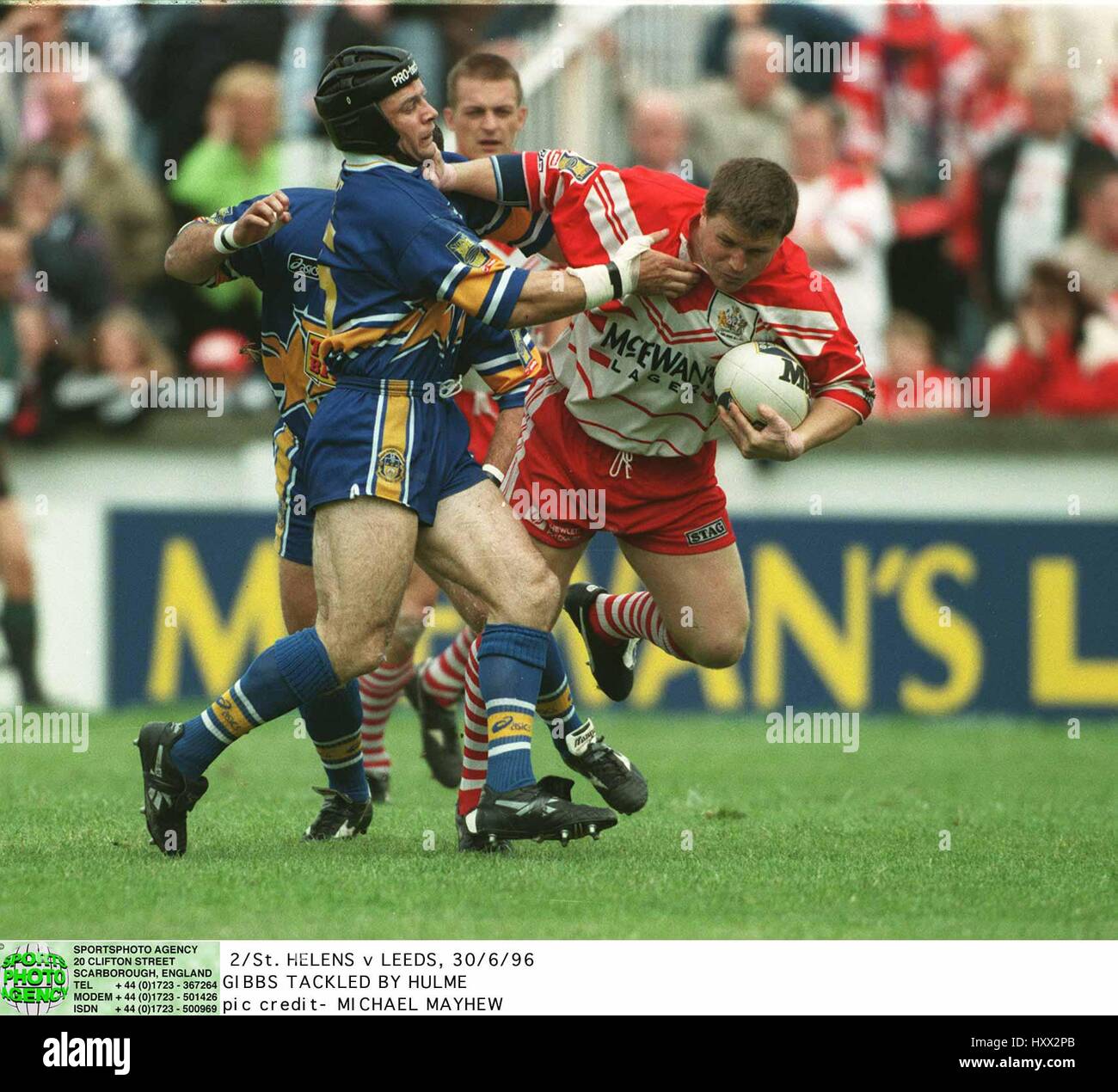 SCOTT GIBBS & HULME ST. HELENS V LEEDS RL 30 June 1996 Stock Photo - Alamy