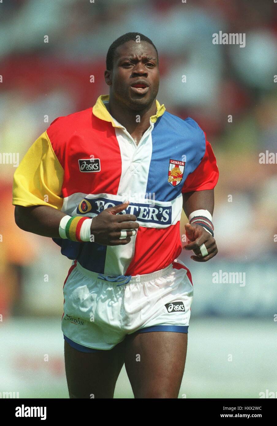 MARTIN OFFIAH LONDON BRONCOS RLFC 06 August 1996 Stock Photo - Alamy