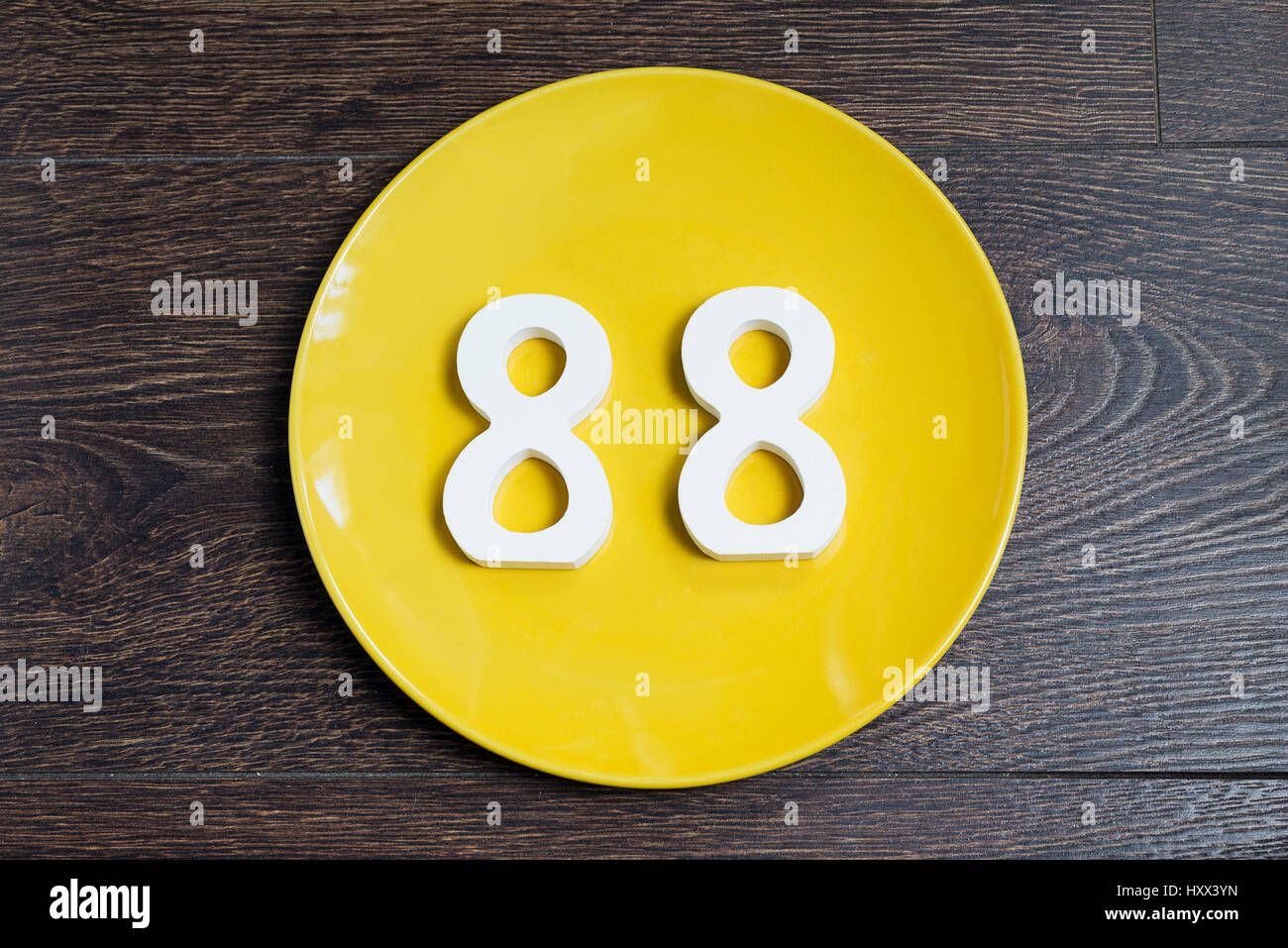 The number eighty-eight on the plate yellow and brown background Stock ...
