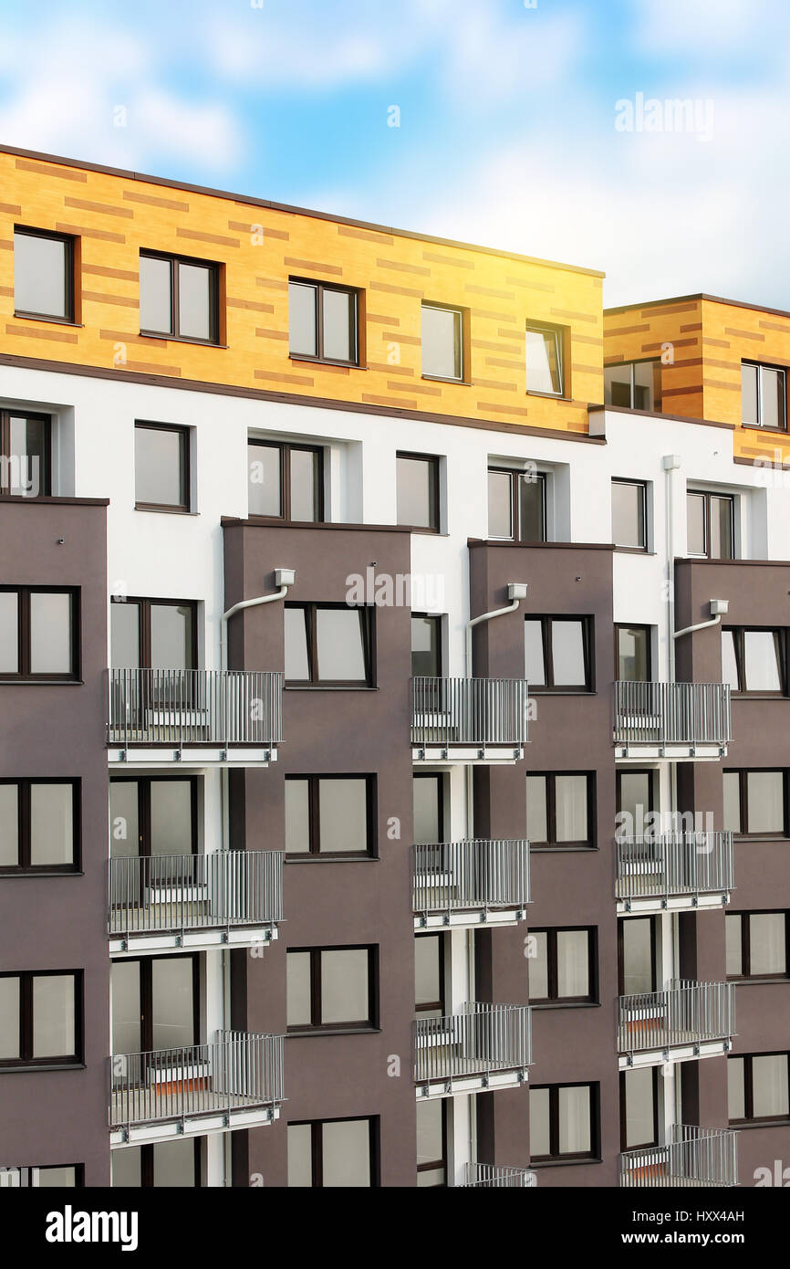 View of newly built block of flats Stock Photo - Alamy
