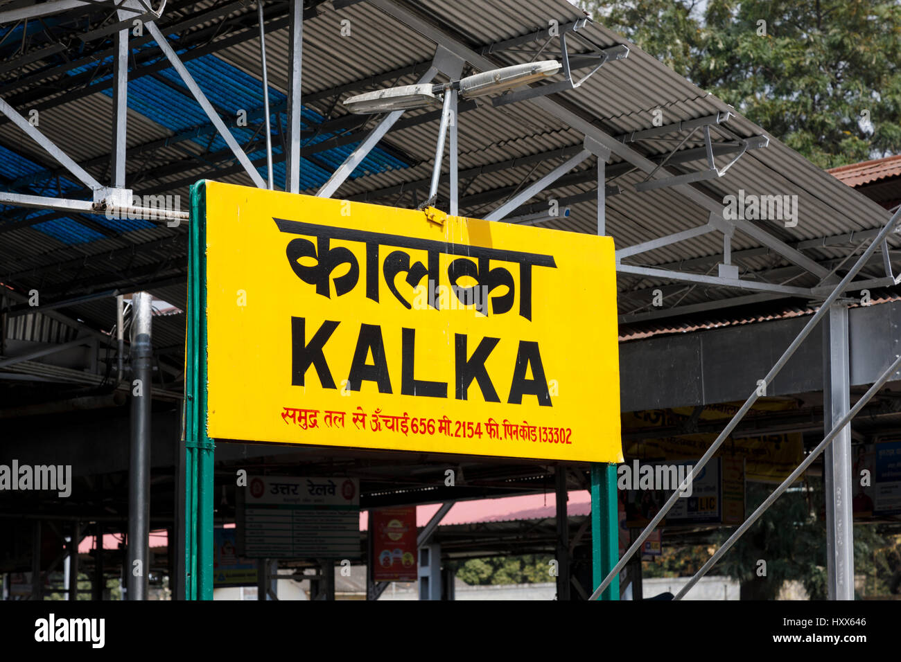 Kalka Station platform name sign, Kalka, Haryana, northern India ...