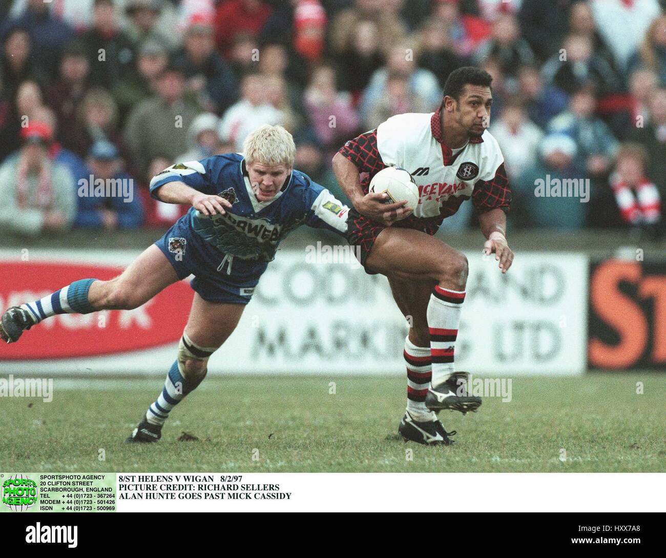 ALAN HUNTE & MICK CASSIDY ST. HELENS V WIGAN WARRIORS 10 February 1997 ...