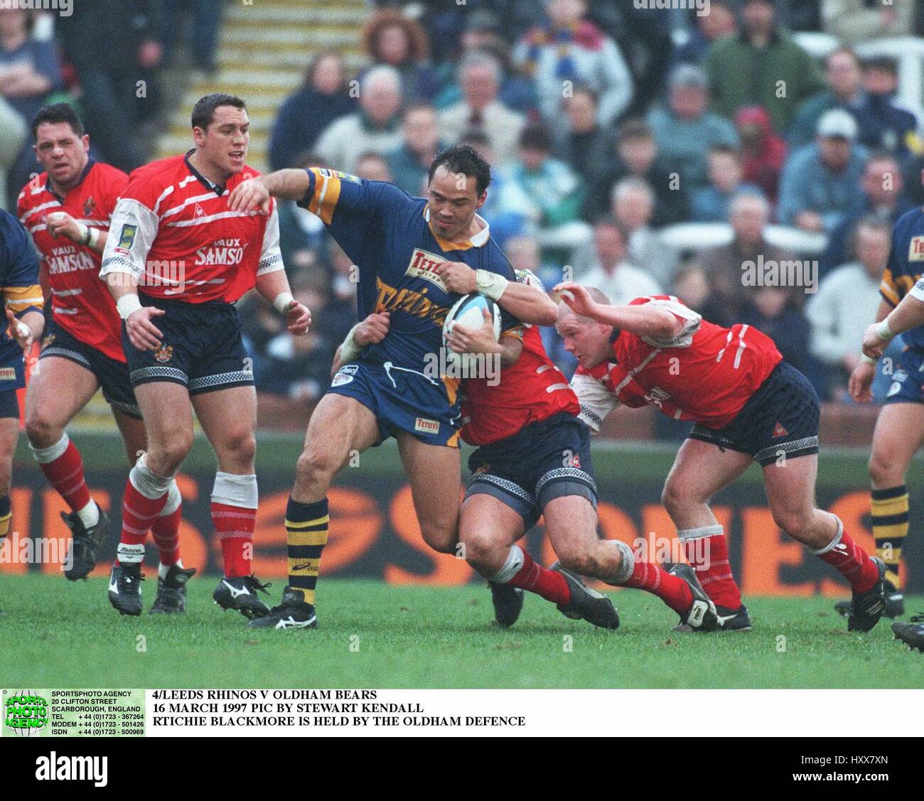 RICHIE BLACKMORE LEEDS RHINOS V OLDHAM BEARS 16 March 1997 Stock Photo ...