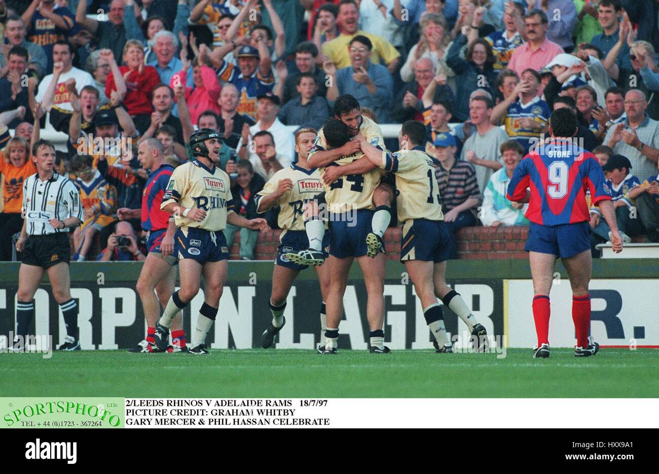 GARY MERCER & PHIL HASSAN LEEDS RHINOS V ADELAIDE RAMS 18 July 1997 ...