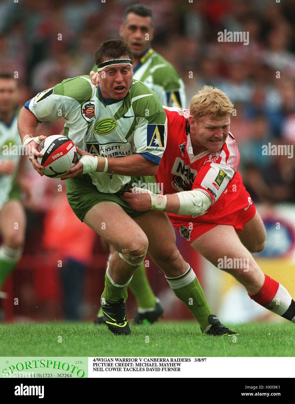 NEIL COWIE & DAVID FURNER WIGAN WARRIORS V CANBERRA R 03 August 1997 ...