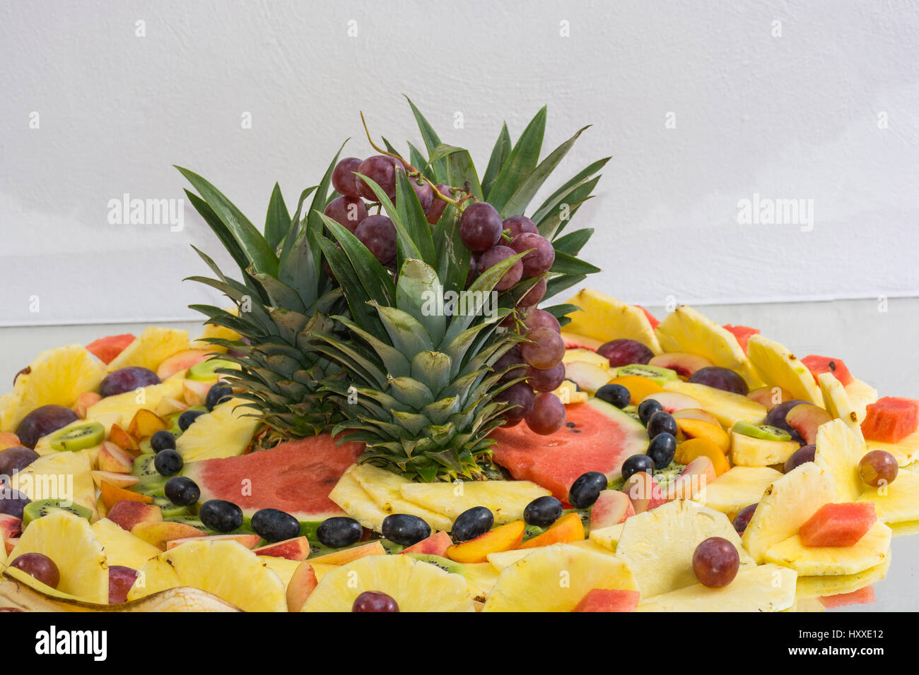 compositions of fresh fruit cut for buffets. typical summer fruits of ...