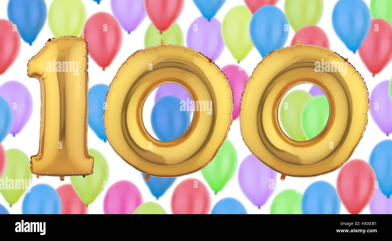 number 100 gold foil balloon Stock Photo - Alamy
