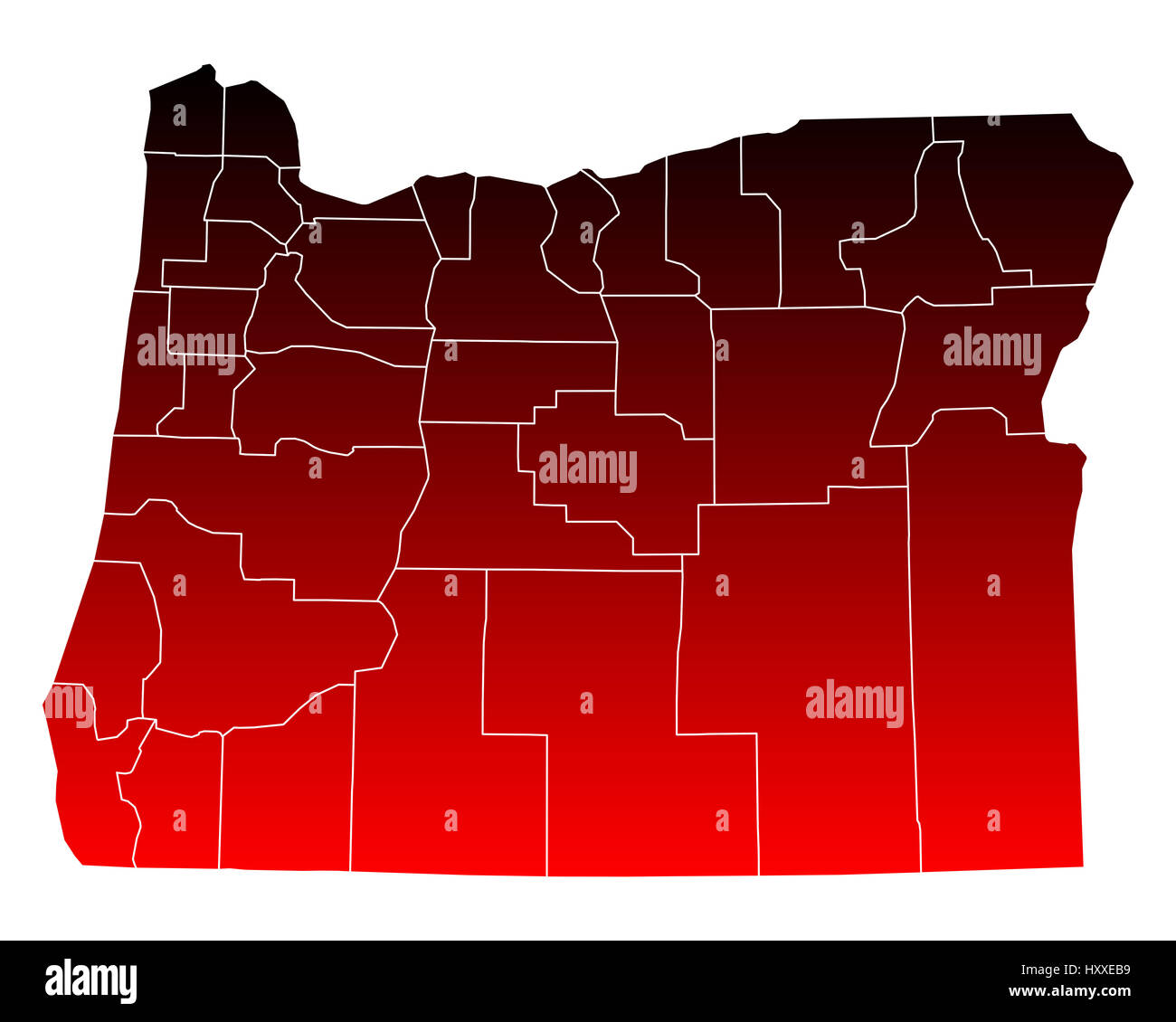 Map of Oregon Stock Photo - Alamy