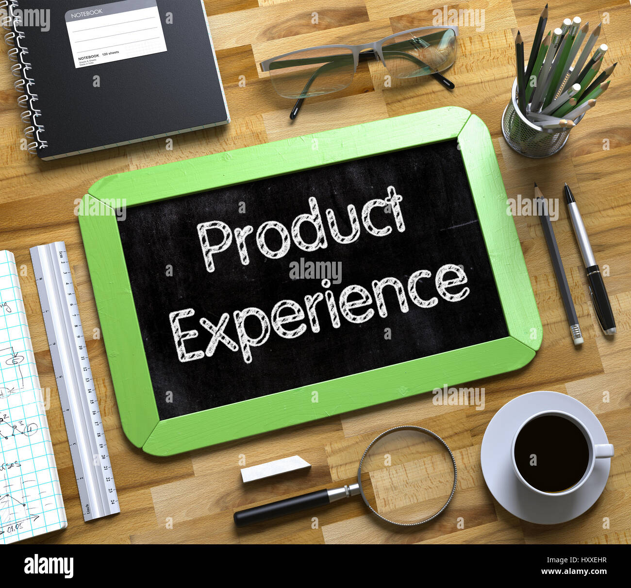 Product Experience Handwritten on Small Chalkboard. 3d Stock Photo - Alamy