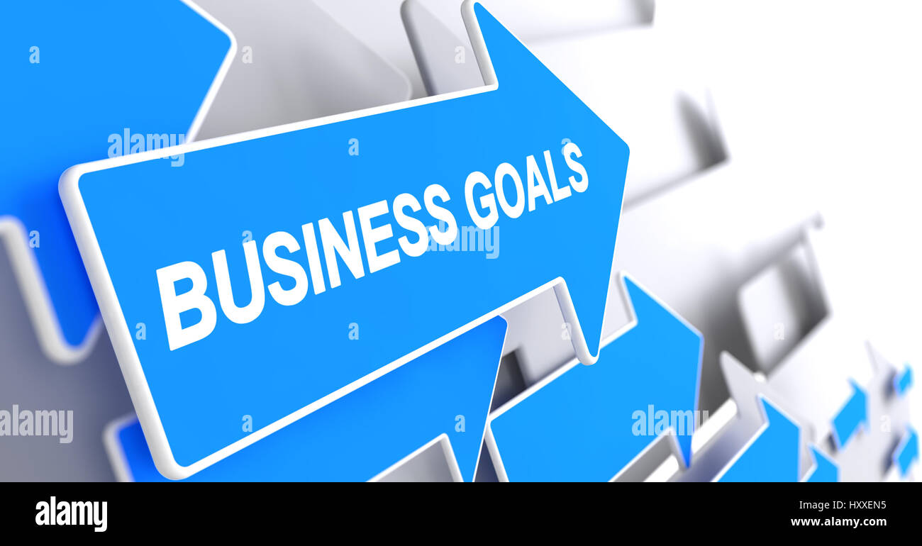 Business Goals - Label on the Blue Pointer. 3D Stock Photo - Alamy
