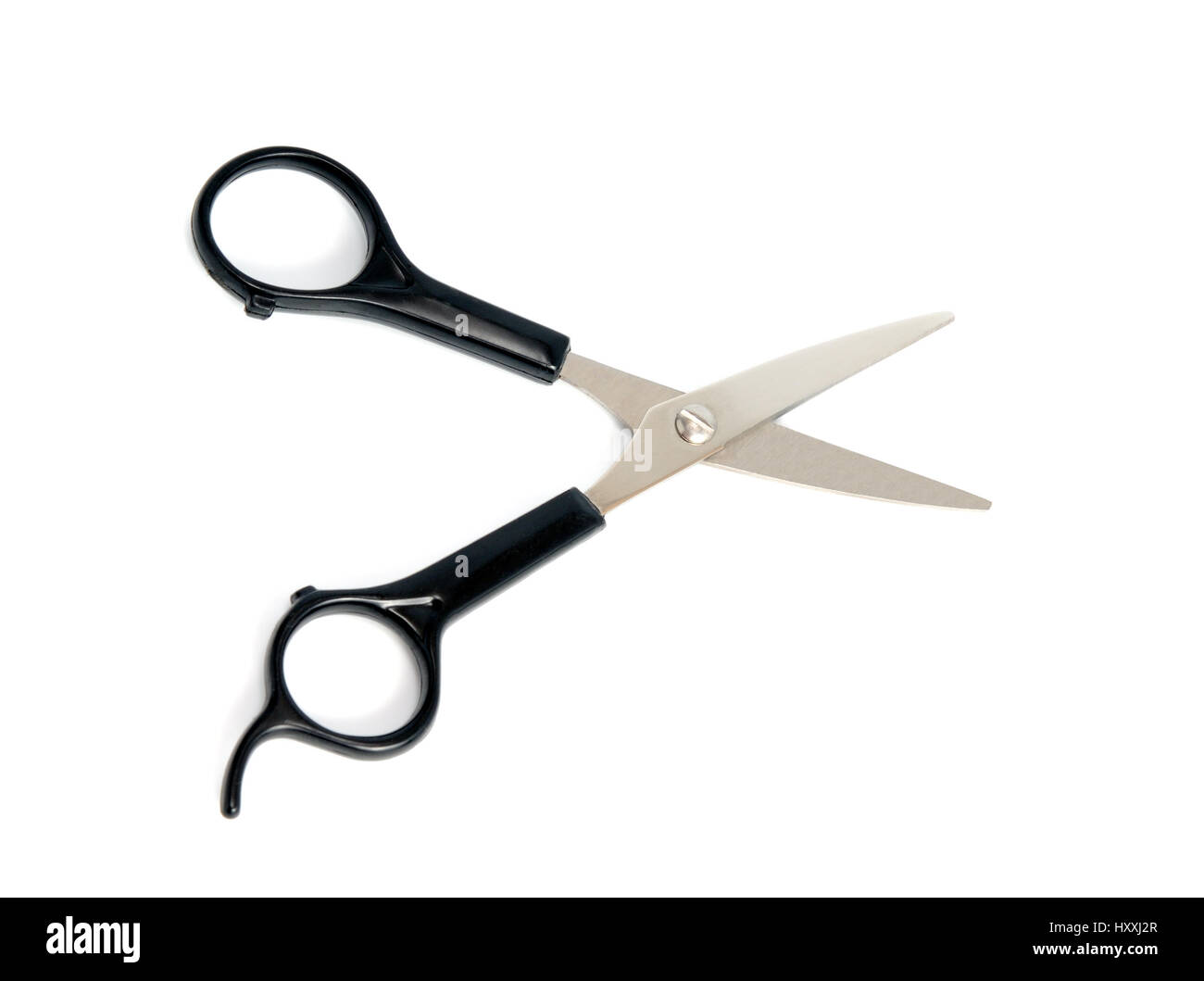 Scissors with black handles on a white background Stock Photo - Alamy
